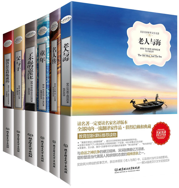 名家名译世界文学名著：老人与海+名人传+童年+了不起的盖茨比+父与子+钢铁是怎样炼成的（套装共6册）