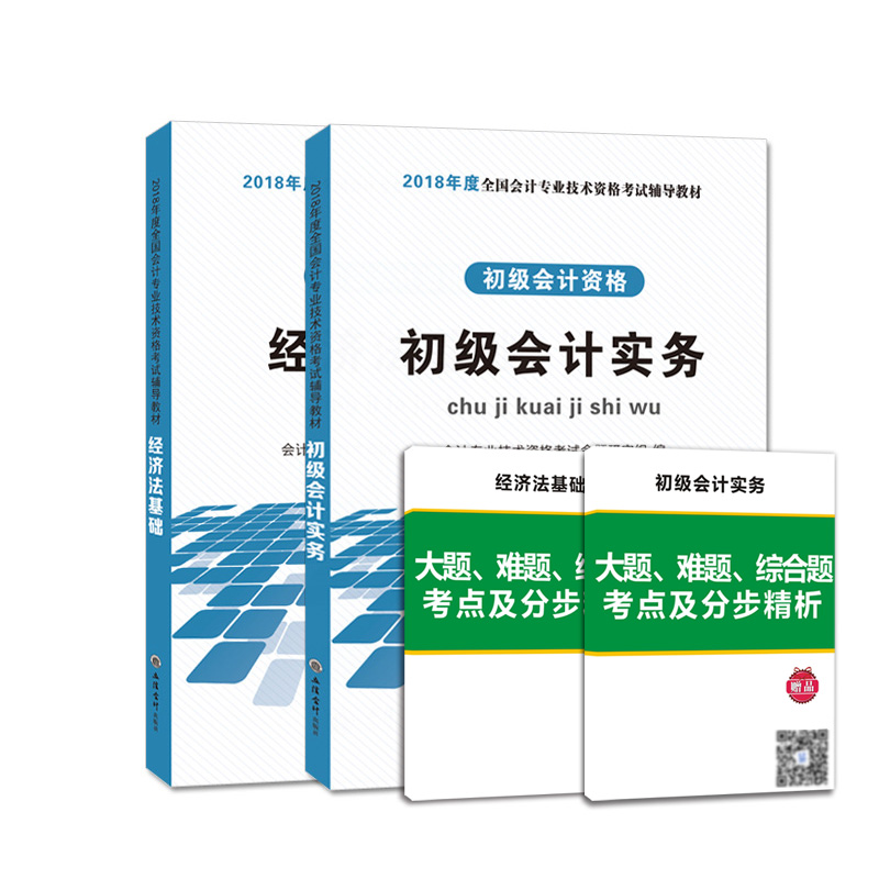 备考2019 初级会计职称2018教材：初级会计实务+经济法基础（套装共2册）