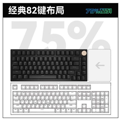 VGN N75有线/无线/蓝牙三模客制化机械键盘gasket结构全键热插拔游戏电竞办公键盘 单模N75 动力银轴 加勒比海 139元(月销 ...