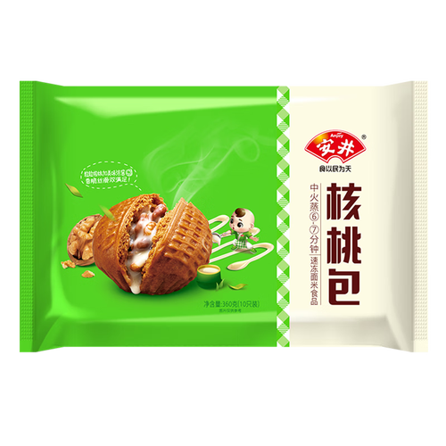 安井面点 Anjoy 安井 核桃包360g包子早餐 面点 半成品小吃 广式点心10只速冻面点 360g核桃包*3袋多少钱-聚超值