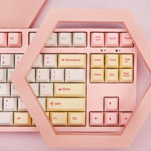 GANSS键盘 GANSS 迦斯 HS-87D 87键 蓝牙双模机械键盘 白桃 Cherry红轴 无光多少钱-聚超值