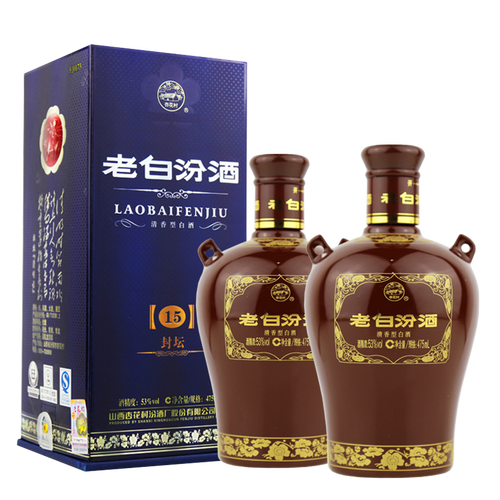 汾酒白酒 汾酒 山西 汾酒 杏花村 老白汾 封坛15 53度475ml *2瓶 清香型 白酒多少钱-聚超值