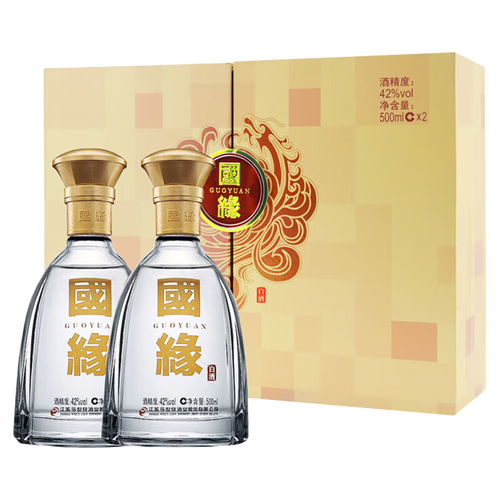今世缘白酒 今世缘 国缘对开礼盒 双开42度500ml*2瓶装 白酒纯粮酒 江苏名酒宴请送礼 42度 500mL 2瓶多少钱-聚超值