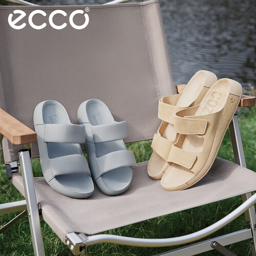 爱步（ECCO）拖鞋女外穿居家两用 夏季软底泡芙鞋一字凉拖 科摩206663 天空蓝20666301696 37 （偏小，建议选大一码 ...