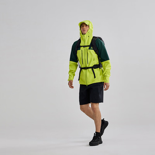 KAILAS凯乐石男款冲锋衣FILTERTEC 3L防水户外连帽防风夹克 青柠绿/松石绿 2XL 1330元-聚超值