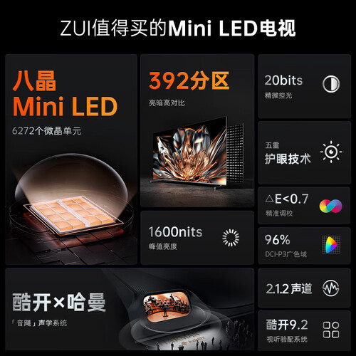 酷开（coocaa）平板电视 家装季、PLUS会员：coocaa 酷开 65P6E Mini LED 液晶电视 65英寸 4k 144Hz多少 ...