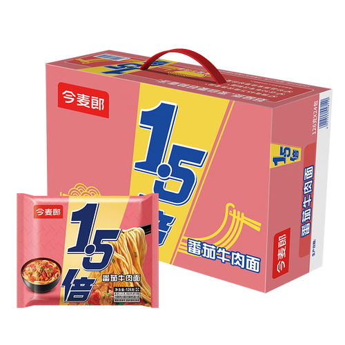 今麦郎方便面 今麦郎方便面泡面袋装 1.5倍速食宵夜番茄牛肉味整箱装126g*24袋多少钱-聚超值