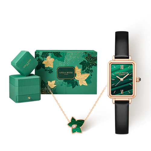 LOLA ROSE欧美表 LOLA ROSE 罗拉玫瑰 女士经典石英小绿表+常青藤钉珠项链 LR2136+LR50038多少钱-聚超值